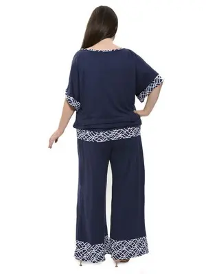 24SEVEN COMFORT APPAREL Boat Neck Dolman Sleeve Top And Wide Leg Pant Set