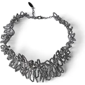Brunello Cucinelli Sterling Silver Choker Necklace - Lignite Grey