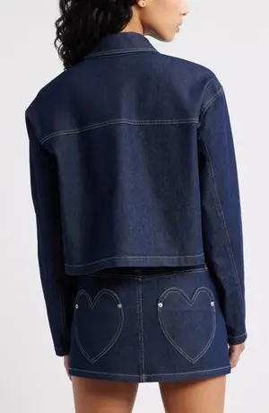 Bp. Heart Pocket Crop Denim Shacket