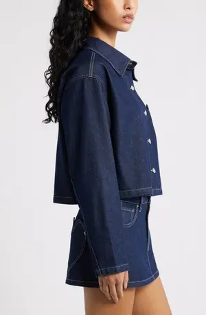 Bp. Heart Pocket Crop Denim Shacket