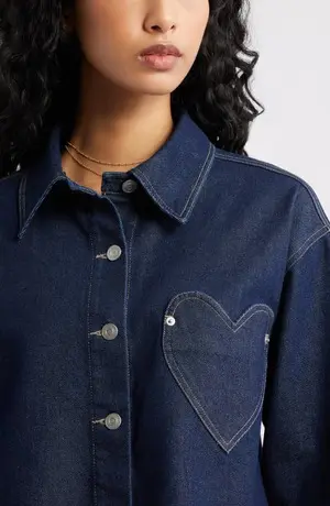 Bp. Heart Pocket Crop Denim Shacket