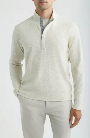 Johnnie-o Ransel Quarter Snap Placket Pullover - Cream