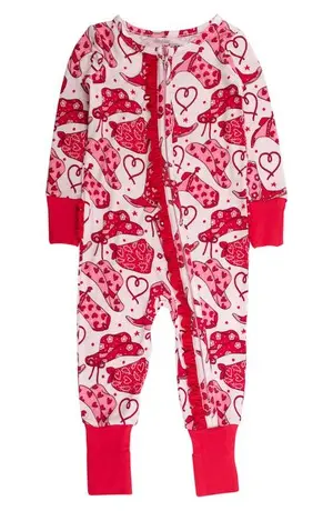 RUFFLEBUTTS Lasso Love Zip Convertible One-piece Pajamas - Pink