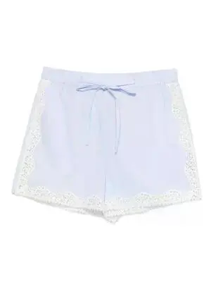Sandro Lace Trimmed Wide-leg Shorts - Blue
