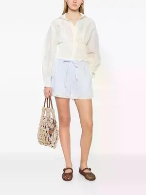 Sandro Lace Trimmed Wide-leg Shorts - Blue