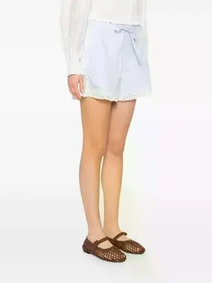 Sandro Lace Trimmed Wide-leg Shorts - Blue