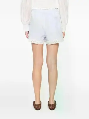 Sandro Lace Trimmed Wide-leg Shorts - Blue