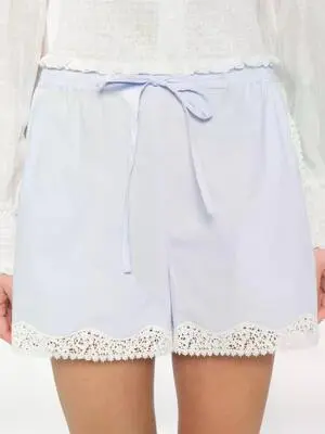 Sandro Lace Trimmed Wide-leg Shorts - Blue