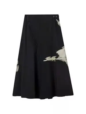 Y’s Patterned A-line Skirt With Raw-edge Detail