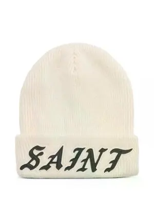 SAINT MXXXXXX Logo-appliqué Beanie Hat - White