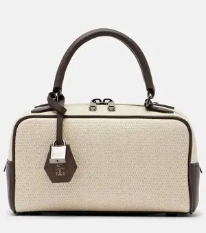 Brunello Cucinelli Leather-trimmed Top-handle Bag - Beige