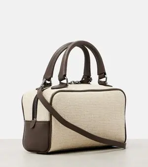 Brunello Cucinelli Leather-trimmed Top-handle Bag - Beige