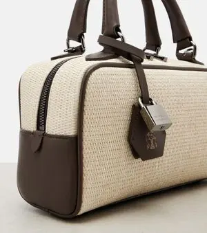 Brunello Cucinelli Leather-trimmed Top-handle Bag - Beige