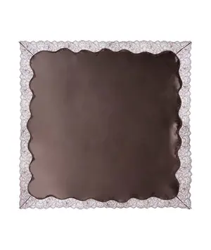 Magda Butrym Lace-trimmed Silk Satin Scarf - Brown