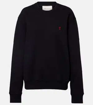 AMI Paris De Coeur Cotton Jersey Sweatshirt - Black