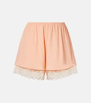 Simone Rocha Lace-trimmed Satin Shorts - Orange