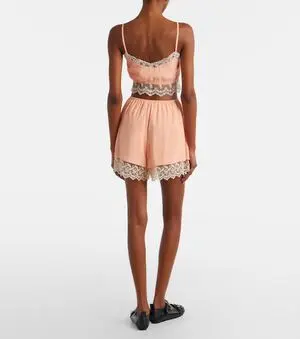 Simone Rocha Lace-trimmed Satin Shorts - Orange
