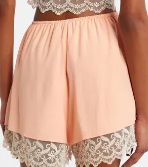 Simone Rocha Lace-trimmed Satin Shorts - Orange