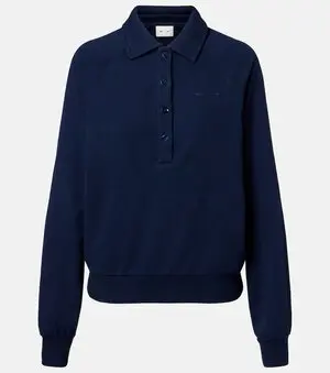 The Upside Elle Cotton Jersey Polo Sweater - Blue