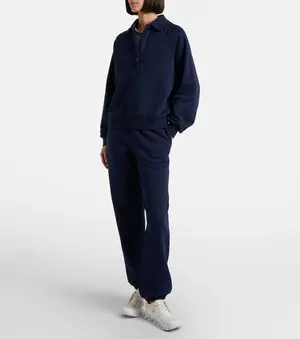 The Upside Elle Cotton Jersey Polo Sweater - Blue