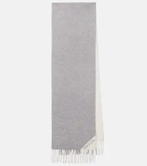 Prada Logo Cashmere Scarf - Grey