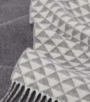 Prada Logo Wool And Cashmere Jacquard Scarf - Grey