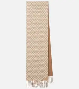 Prada Symbole Wool And Cashmere Scarf - Beige