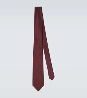Saint Laurent Silk Taffeta Tie - Burgundy