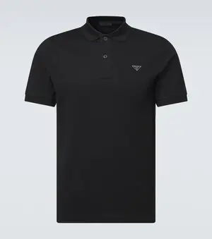 Prada Cotton Piqué Polo Shirt - Black