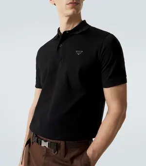 Prada Cotton Piqué Polo Shirt - Black
