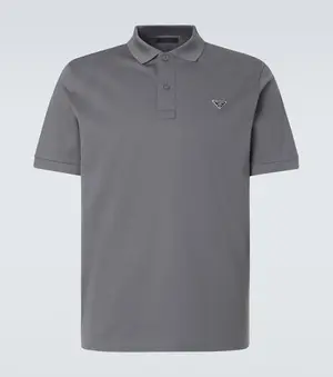 Prada Cotton Piqué Polo Shirt Grey