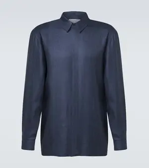 Gabriela Hearst Nicolas Wool, Silk, And Linen Shirt - Blue