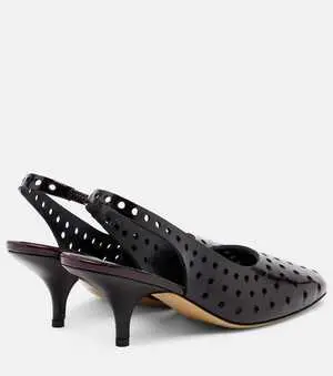 Dries Van Noten 65 Perforated Leather Slingback Pumps