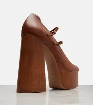Chloé Loti Leather Platform Mary Jane Pumps
