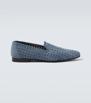 Manolo Blahnik Mario Woven Leather Loafers - Blue