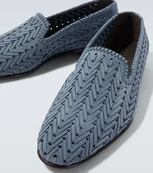 Manolo Blahnik Mario Woven Leather Loafers - Blue