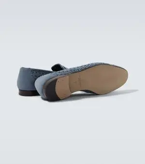 Manolo Blahnik Mario Woven Leather Loafers - Blue
