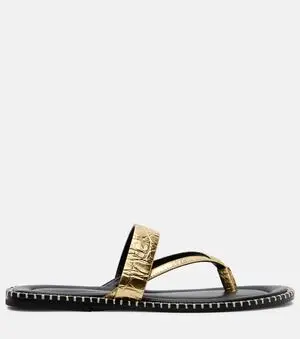 Dries Van Noten Croc-effect Leather Thong Sandals - Black