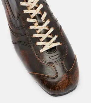 Dries Van Noten Distressed Leather Sneakers - Brown