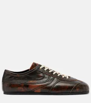 Dries Van Noten Distressed Leather Sneakers - Brown
