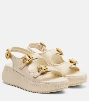 Chloé Nama Leather Platform Sandals - White
