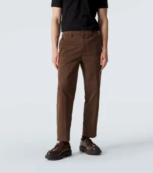 Prada Cropped Cotton Gabardine Slim Pants