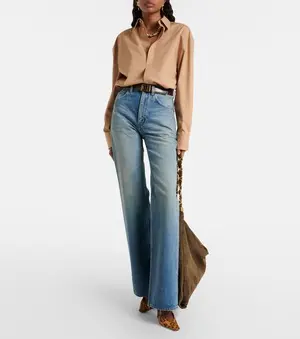 Saint Laurent Cassandre Cotton Poplin Shirt - Beige