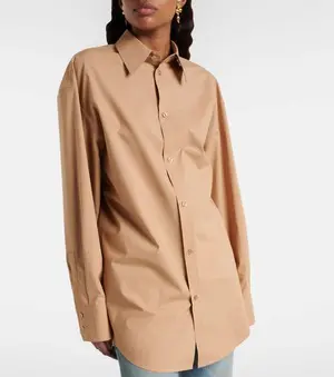 Saint Laurent Cassandre Cotton Poplin Shirt - Beige