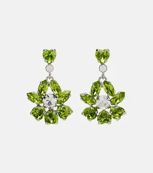 Simone Rocha Heartbloom Embellished Drop Earrings - Green