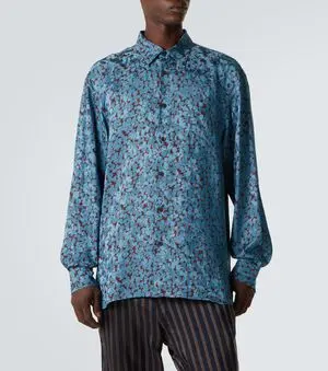 Dries Van Noten Printed Satin Shirt - Blue
