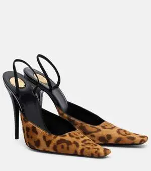 Saint Laurent Tuileries Calf Hair Slingback Pumps - Beige