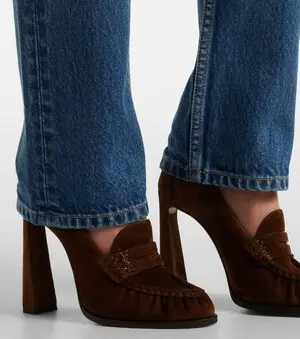 Saint Laurent Le Loafer 110 Suede Loafer Pumps - Brown