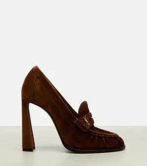 Saint Laurent Le Loafer 110 Suede Loafer Pumps - Brown