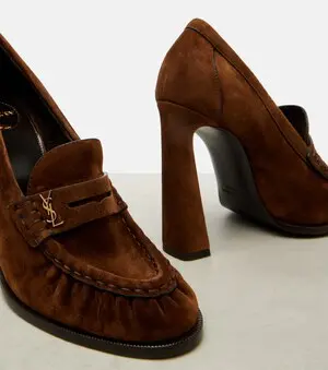 Saint Laurent Le Loafer 110 Suede Loafer Pumps - Brown